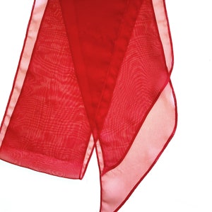 RED SCARF Burgundy Organza Scarf Skinny Scarf Pointed Ends Neck Wrap ...