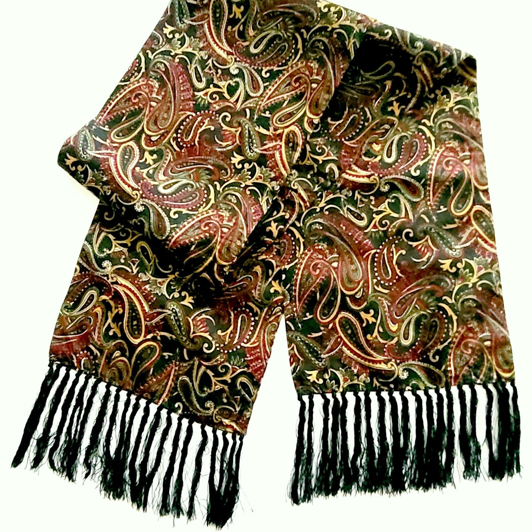 OPERA SCARF MEN Silk India Art Deco Style Paisley Floral - Etsy