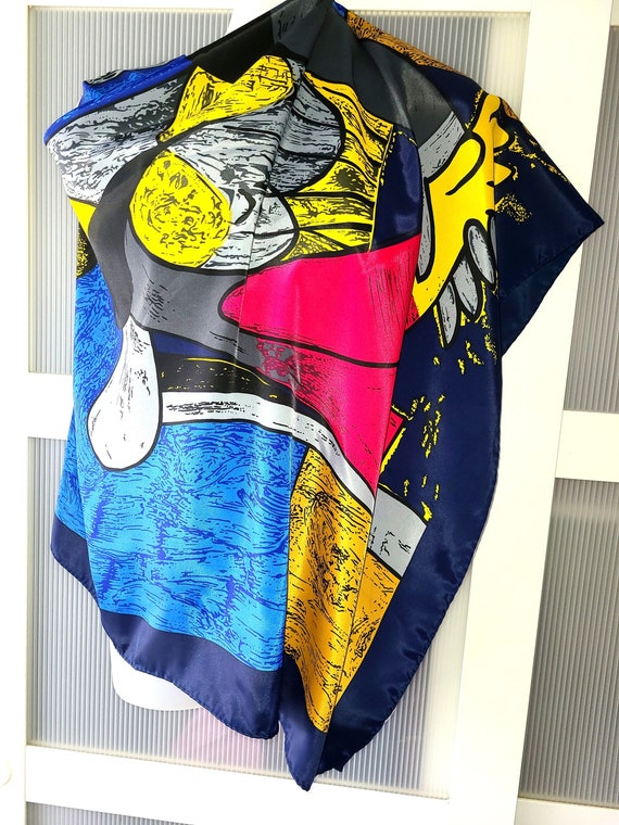 SILK PICASSO SCARF Large Square Art Scarf France Roya… - Gem