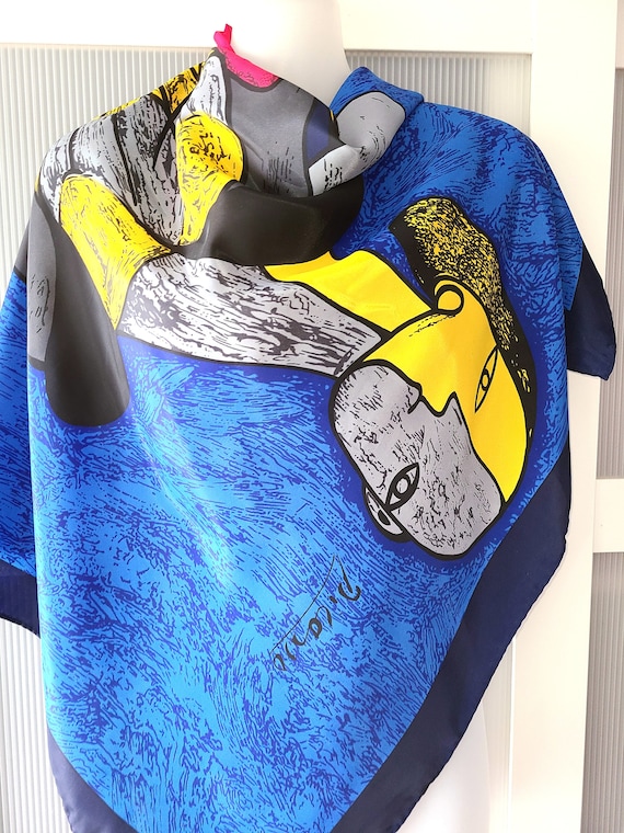 SILK PICASSO SCARF Large Square Art Scarf France Roya… - Gem