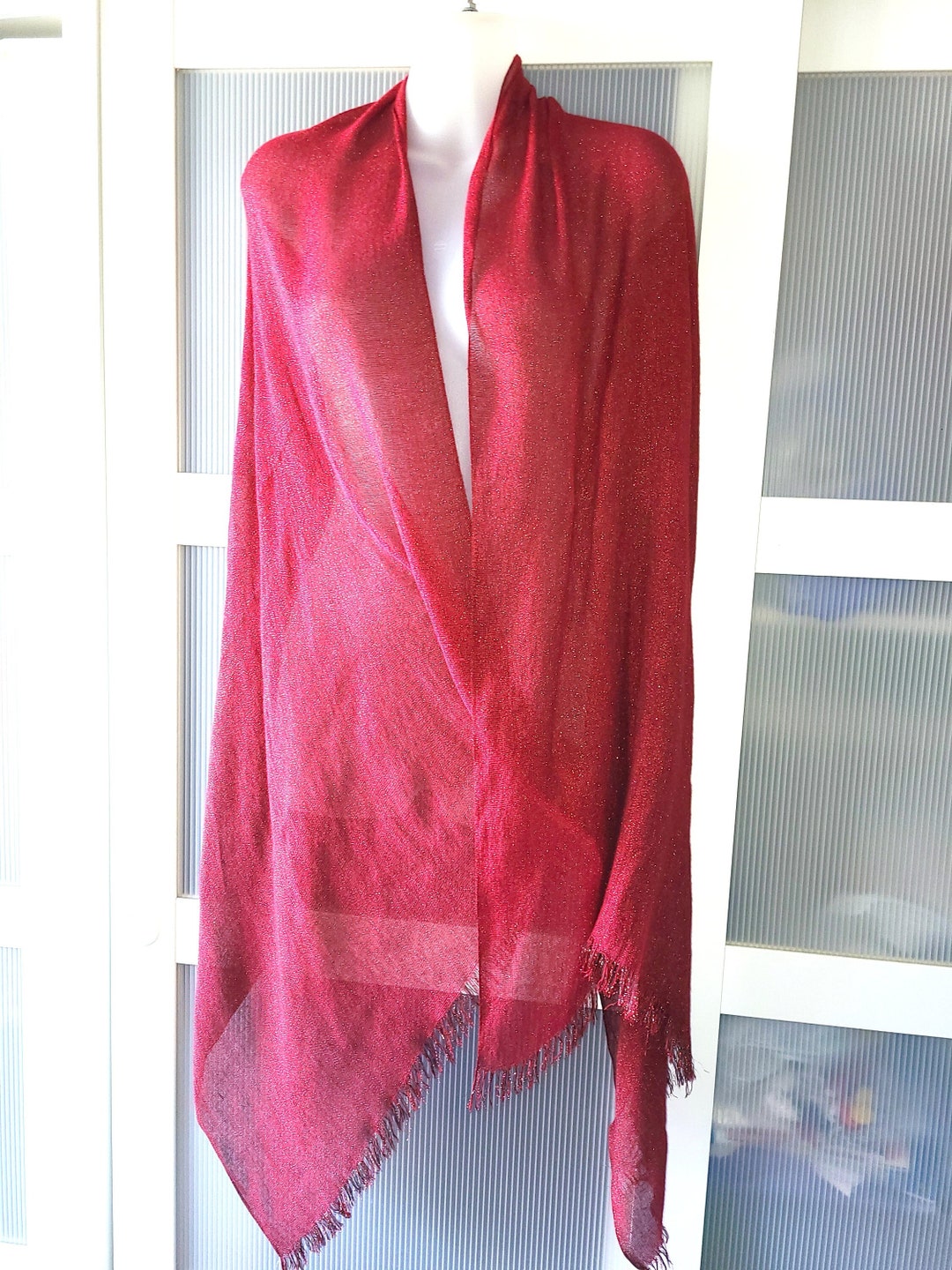 RED BURGUNDY SHAWL Scarf Sparkling Christmas Wedding Dress - Etsy
