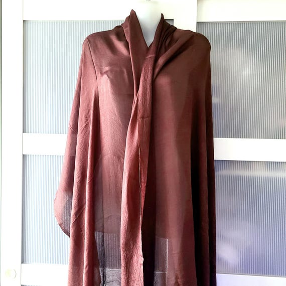 BROWN Silk Scarf Shawl Wrap Dark Brown Scarf for Wome… - Gem