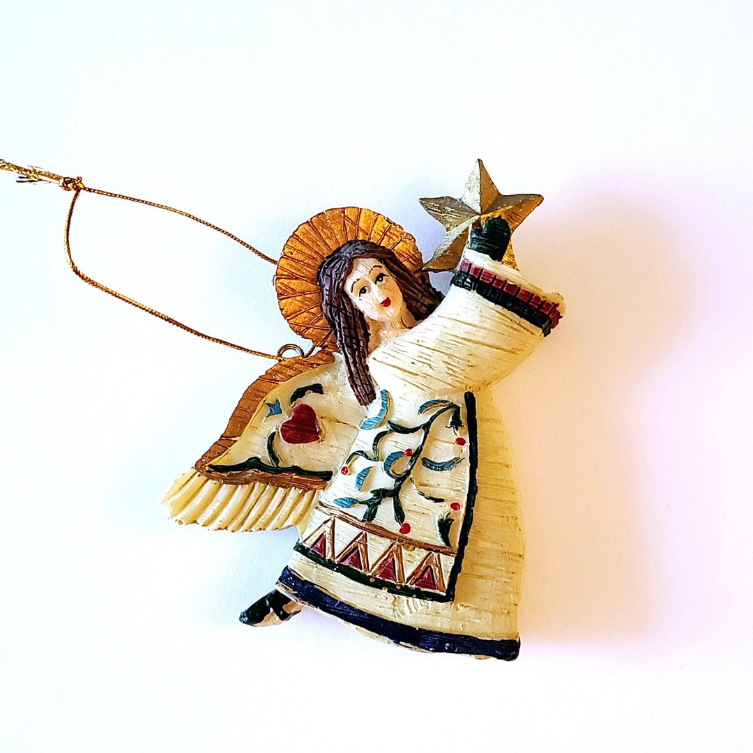 STAR ANGEL DEMDACO Angel Flying With Christmas Tree Star Ornament ...