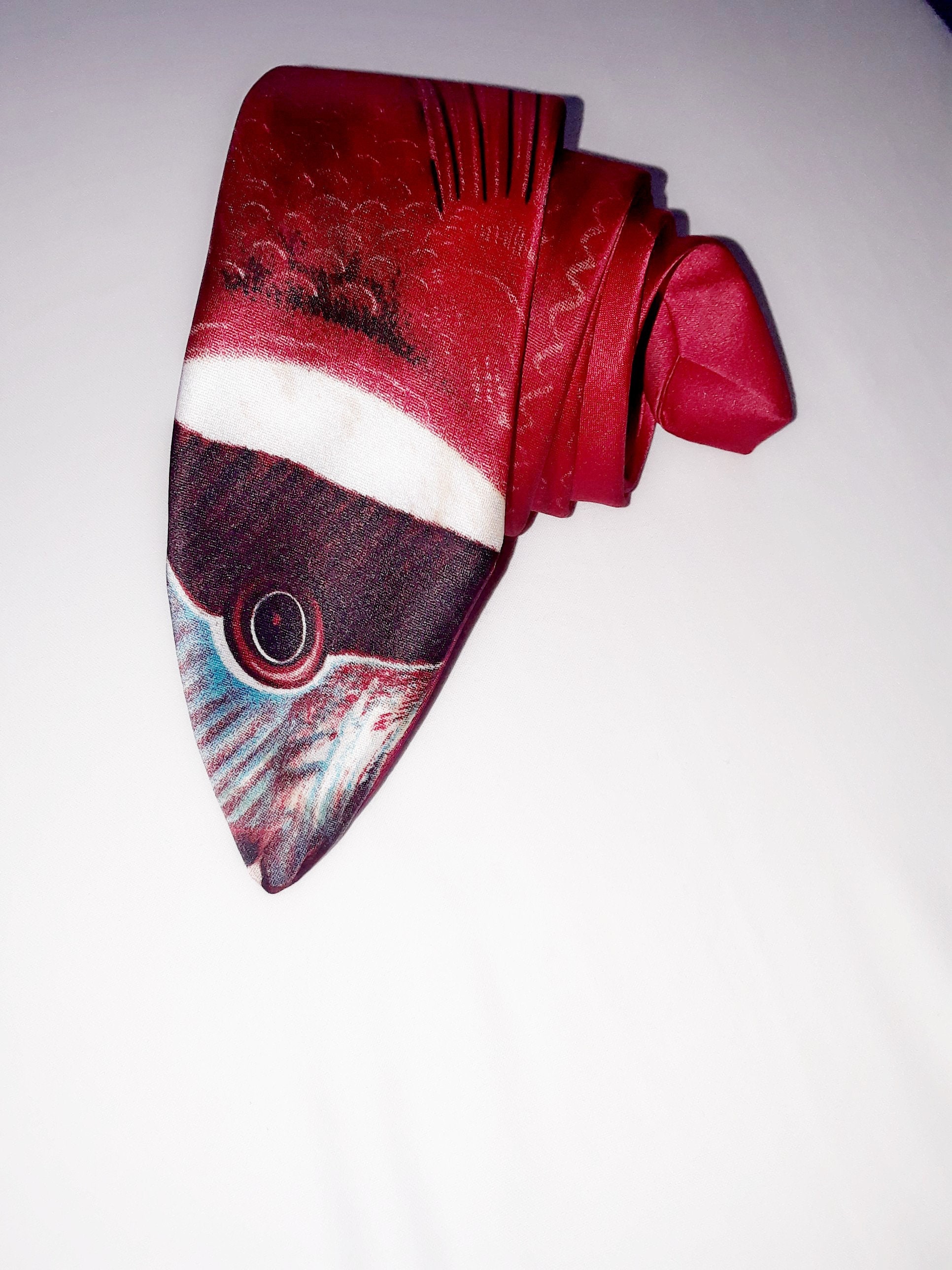 FISH TIE Red Skinny Tie Fishermen Tie Handmade Original - Etsy