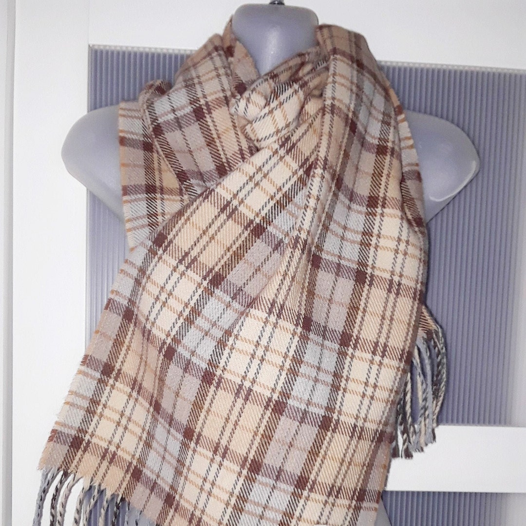 Brown Scarf JESSICA GERMANY Scarf Brown Grey Tartan Pattern Plaid ...