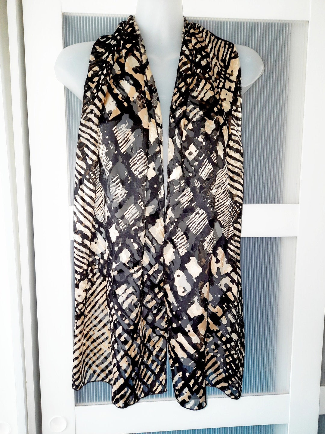 HILARY RADLEY Designer Scarf Chiffon Velvet Leopard Tiger Zebra ...
