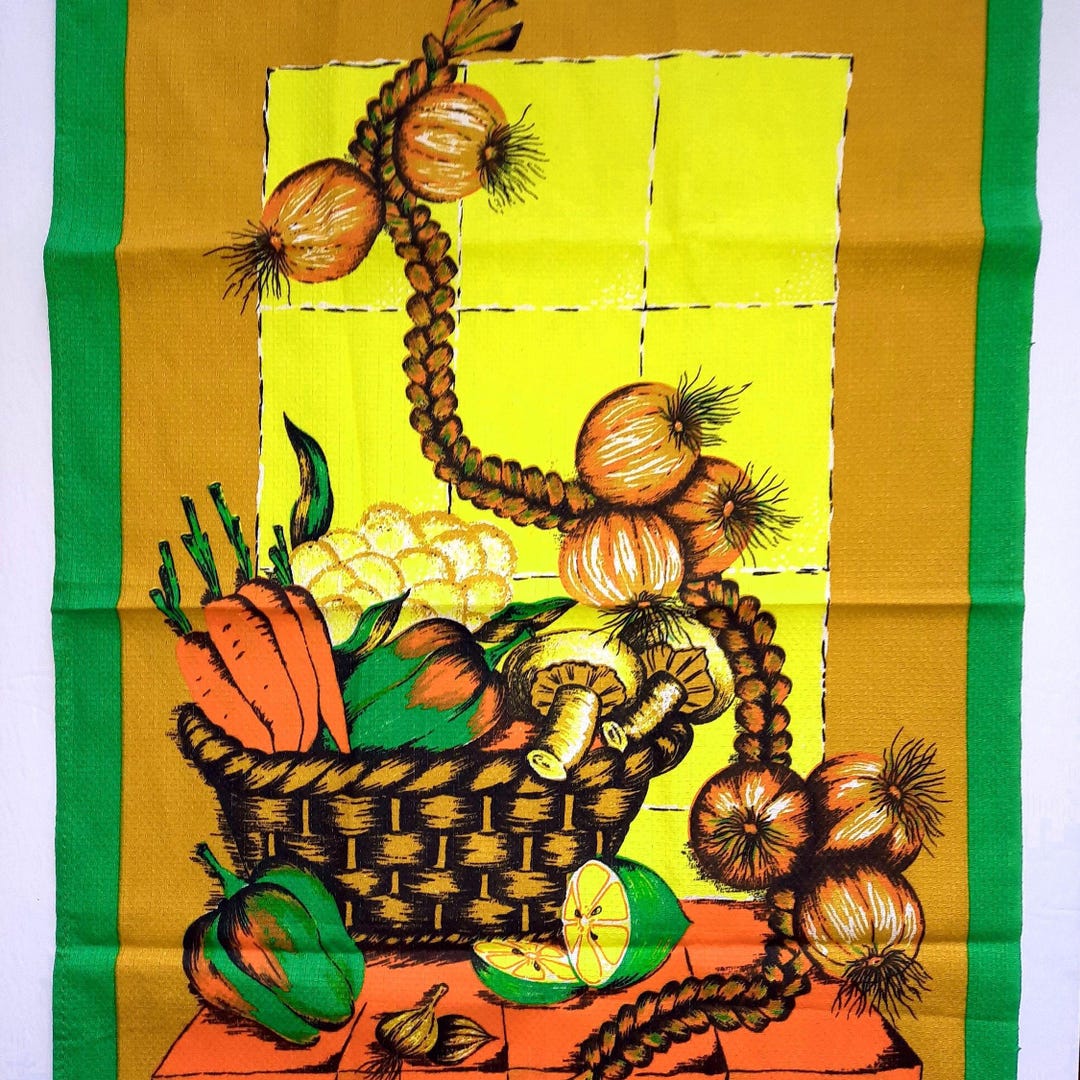 Vintage Fall Harvest Tea Towel: Karsten Cotton Kitchen Decor - Etsy