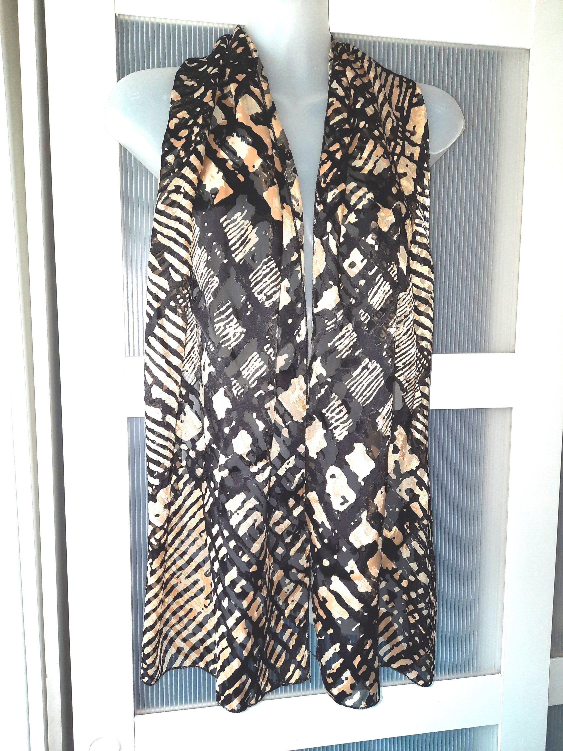 HILARY RADLEY Designer Scarf Chiffon Velvet Leopard Tiger | Etsy