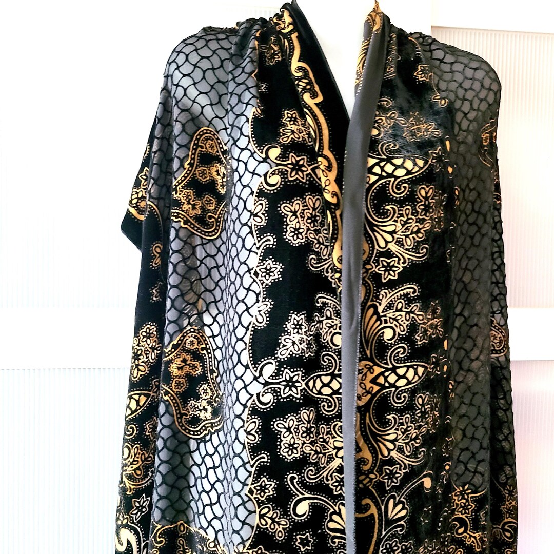 Retro 20s and 30s ART DECO Style Black Beige Brown Silk Chiffon SCARF ...