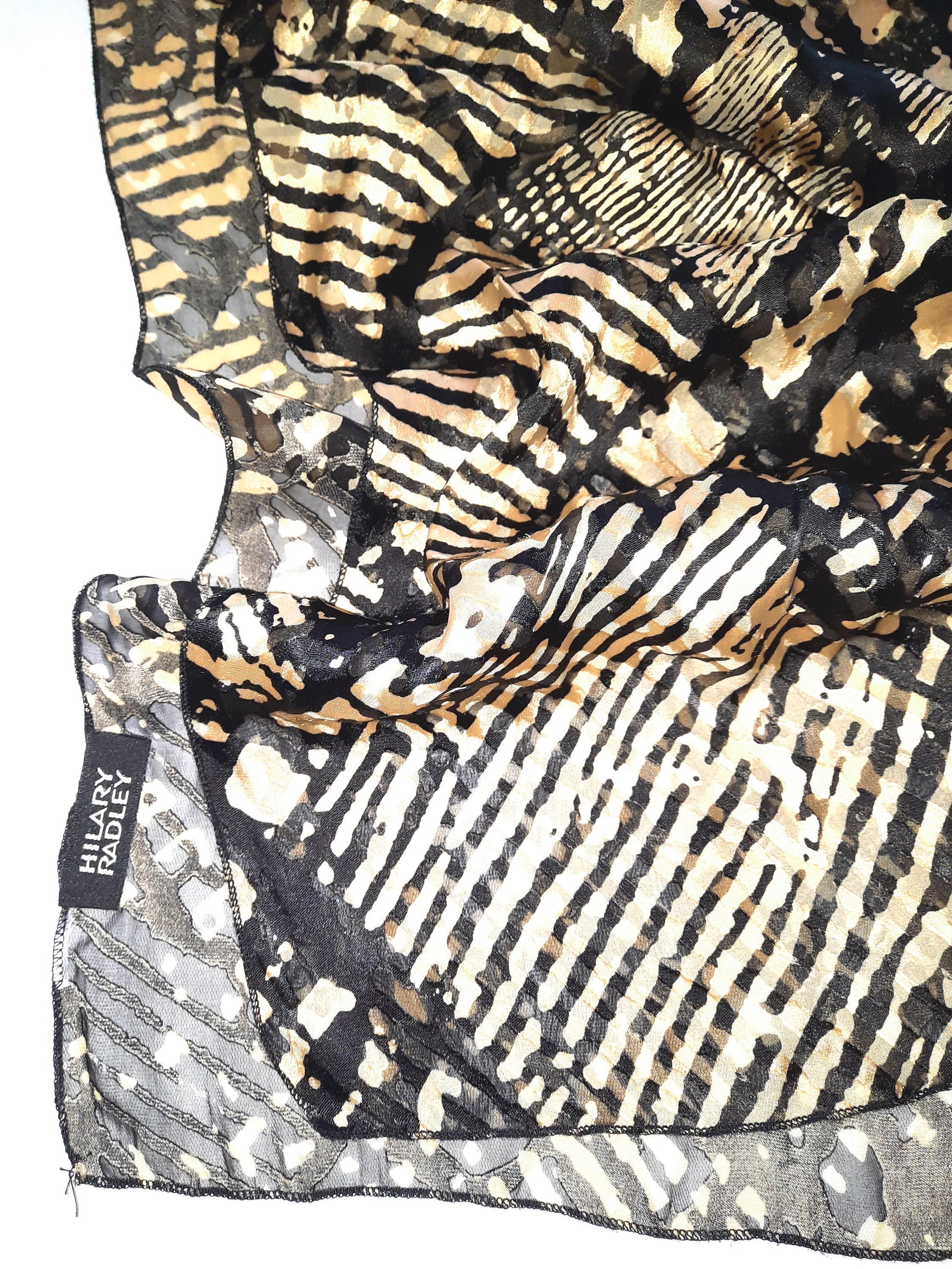 HILARY RADLEY Designer Scarf Chiffon Velvet Leopard Tiger | Etsy