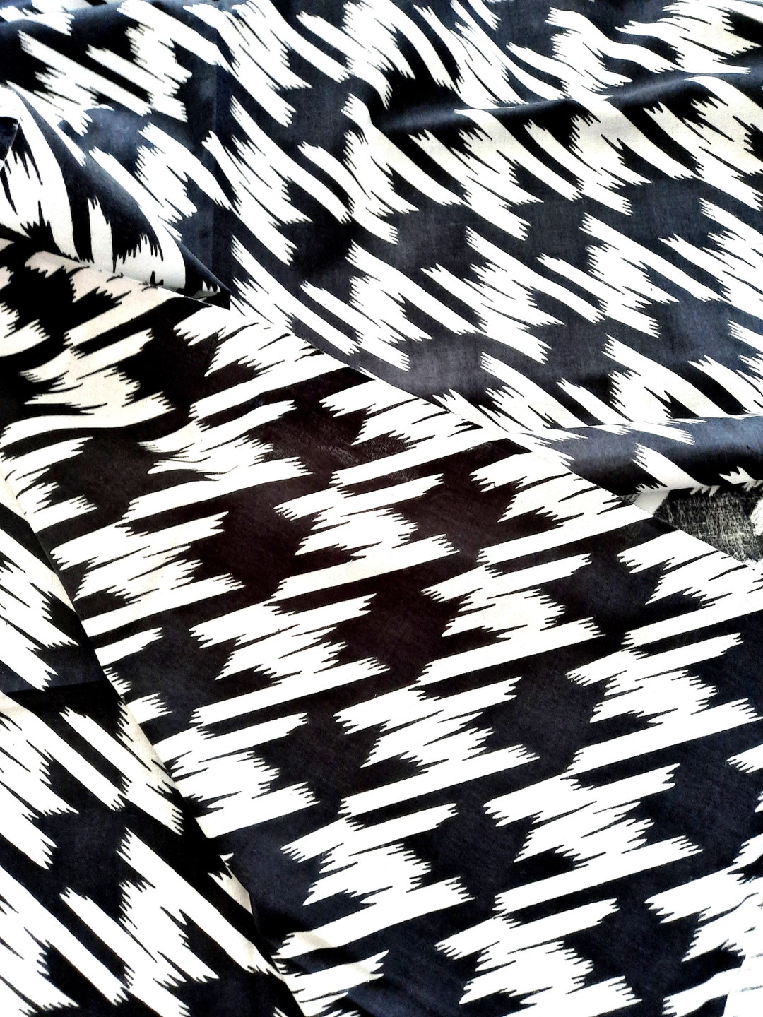 Fabric Black and White by a Half Yard Abstract Design Checkered Plaid ...