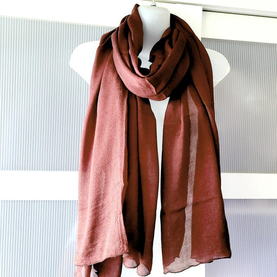 BROWN Silk Scarf Shawl Wrap Dark Brown Scarf for Wome… - Gem