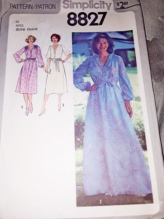 Simplicity 8827 Sewing Pattern Vintage Retro 1970's Maxi | Etsy