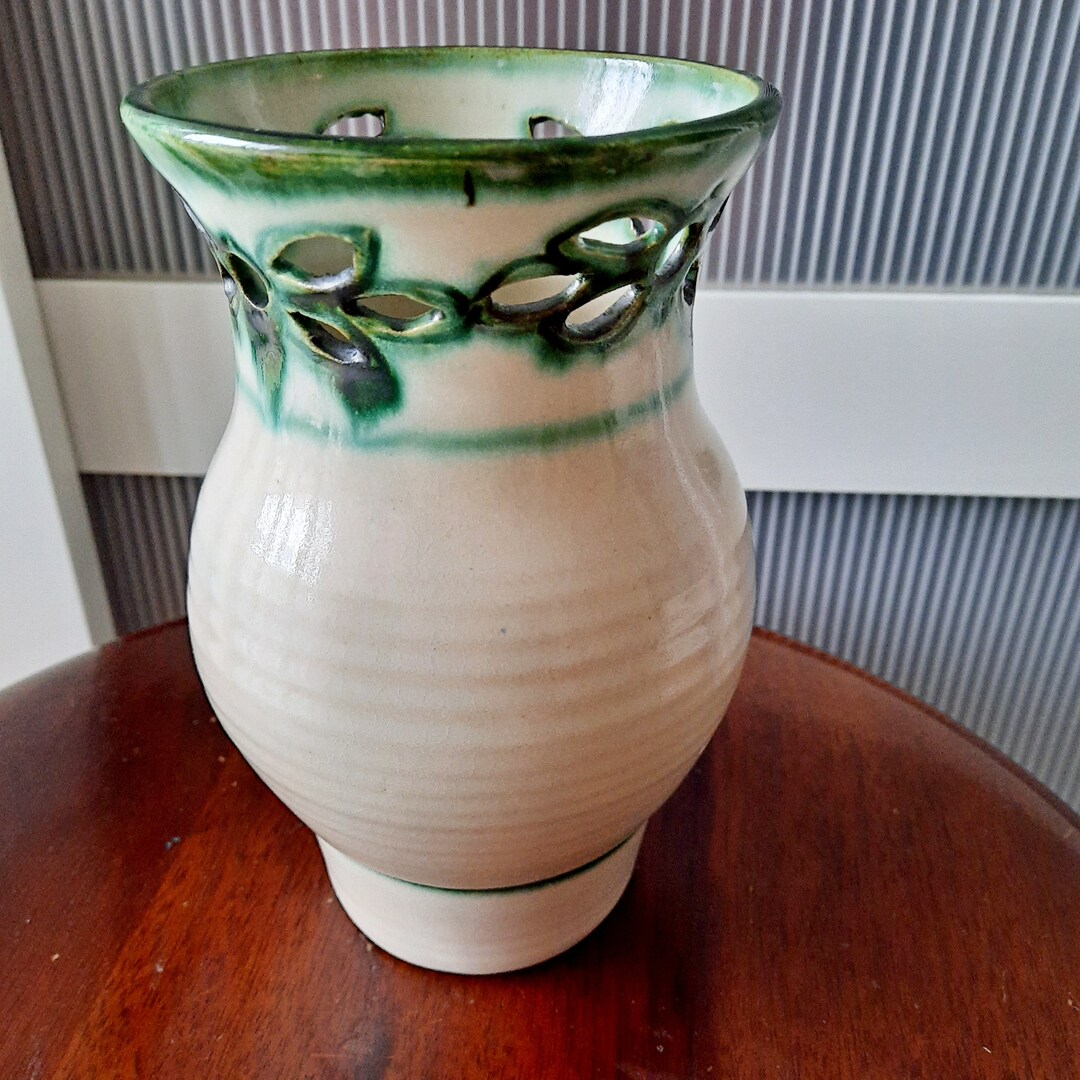 Laced Flower Vase With Incised and Cut Out Details Handmade Pottery ...