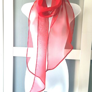 RED SCARF Burgundy Organza Scarf Skinny Scarf Pointed Ends Neck Wrap ...