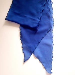 ROYAL BLUE SCARF Retro 60s Organza Ruffled Skinny Scarf Sheer Polyester ...