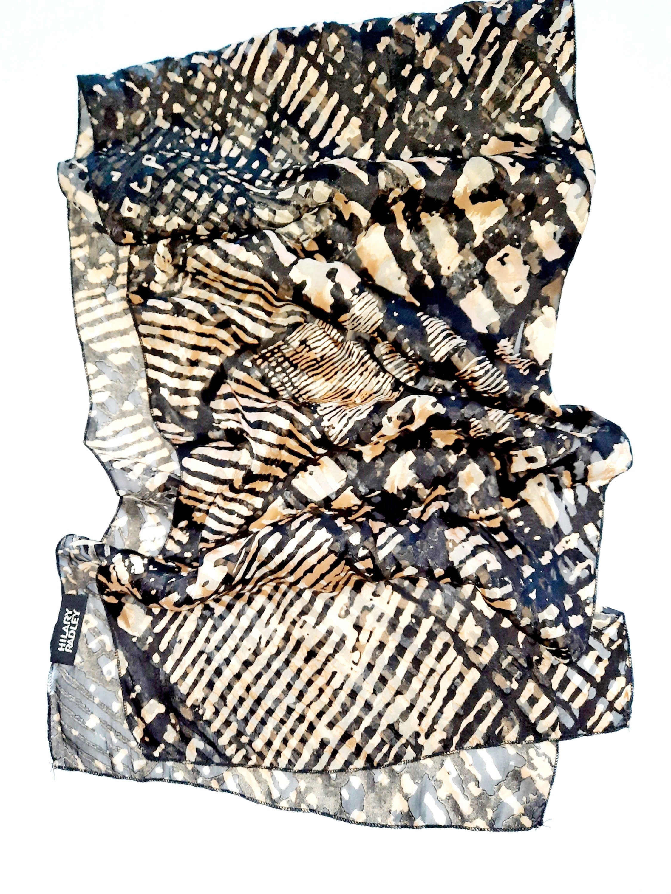 HILARY RADLEY Designer Scarf Chiffon Velvet Leopard Tiger | Etsy