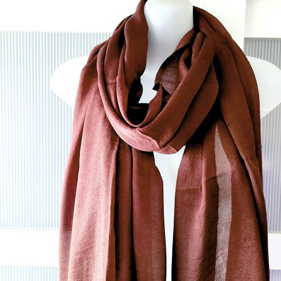 BROWN Silk Scarf Shawl Wrap Dark Brown Scarf for Wome… - Gem