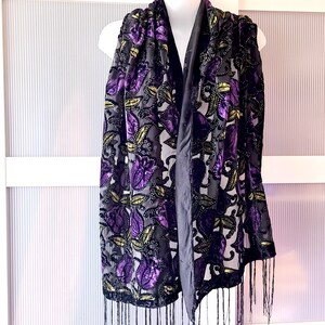 Retro 20s and 30s ART DECO Style Purple Silver Green Silk Chiffon SCARF ...
