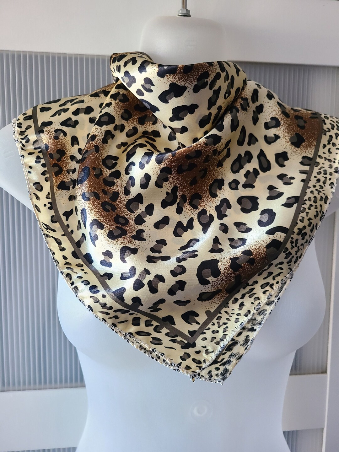 SMALL SQUARE Silk Satin SCARF Animal Print Headband Hair Tie - Etsy