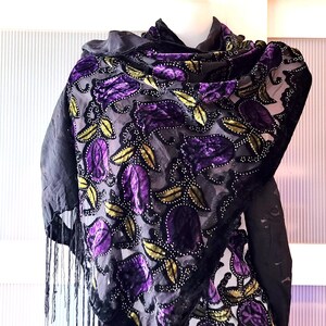 Retro 20s and 30s ART DECO Style Purple Silver Green Silk Chiffon SCARF ...