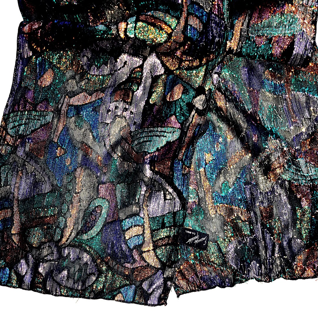 Metallic Multicolored Scarf: Emanuel Geraldo Designer, Emerald Green ...