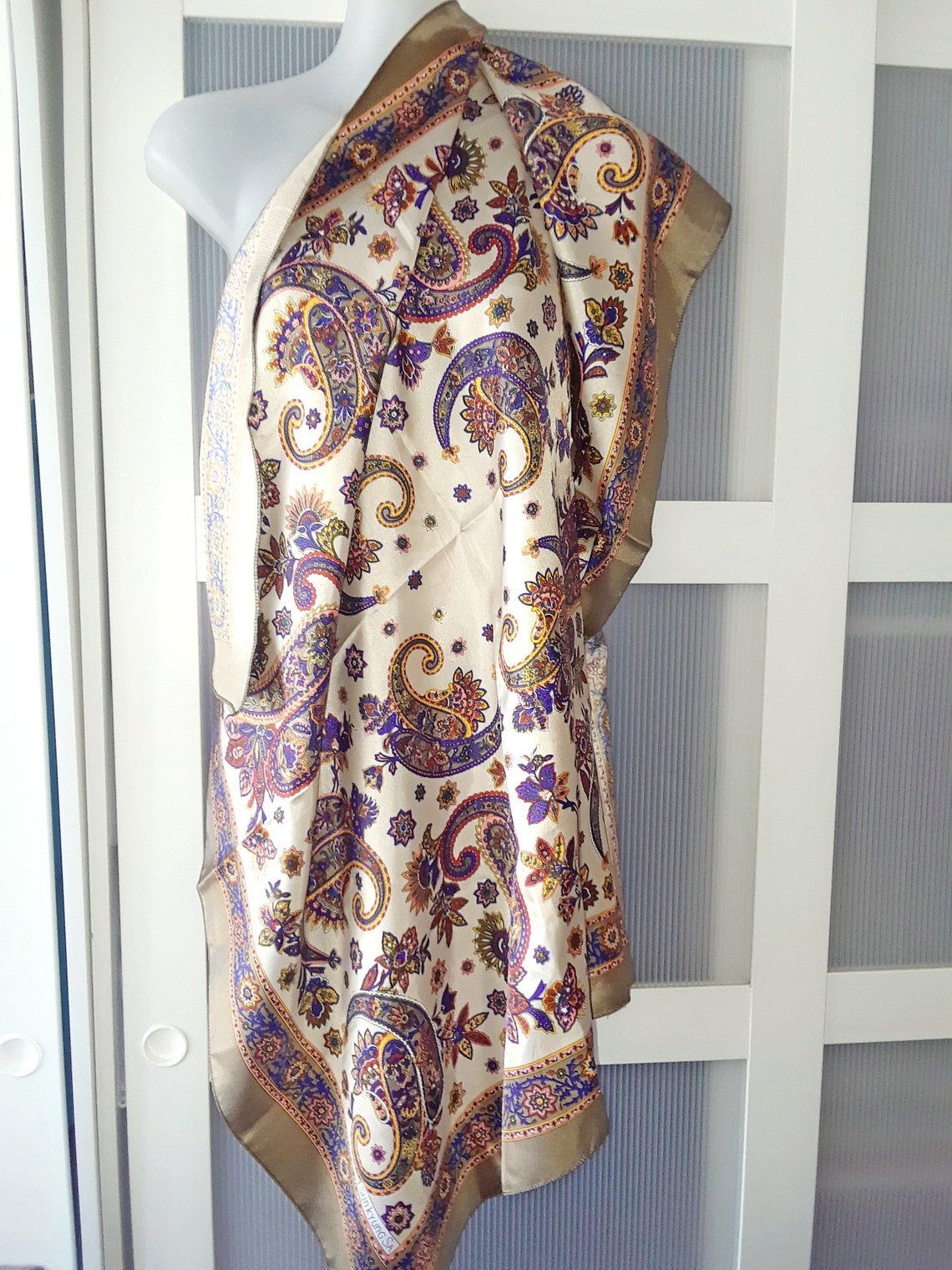 Paisley Scarf SUNKYUNG SA Scarf Korea Large Square Beige Grey - Etsy