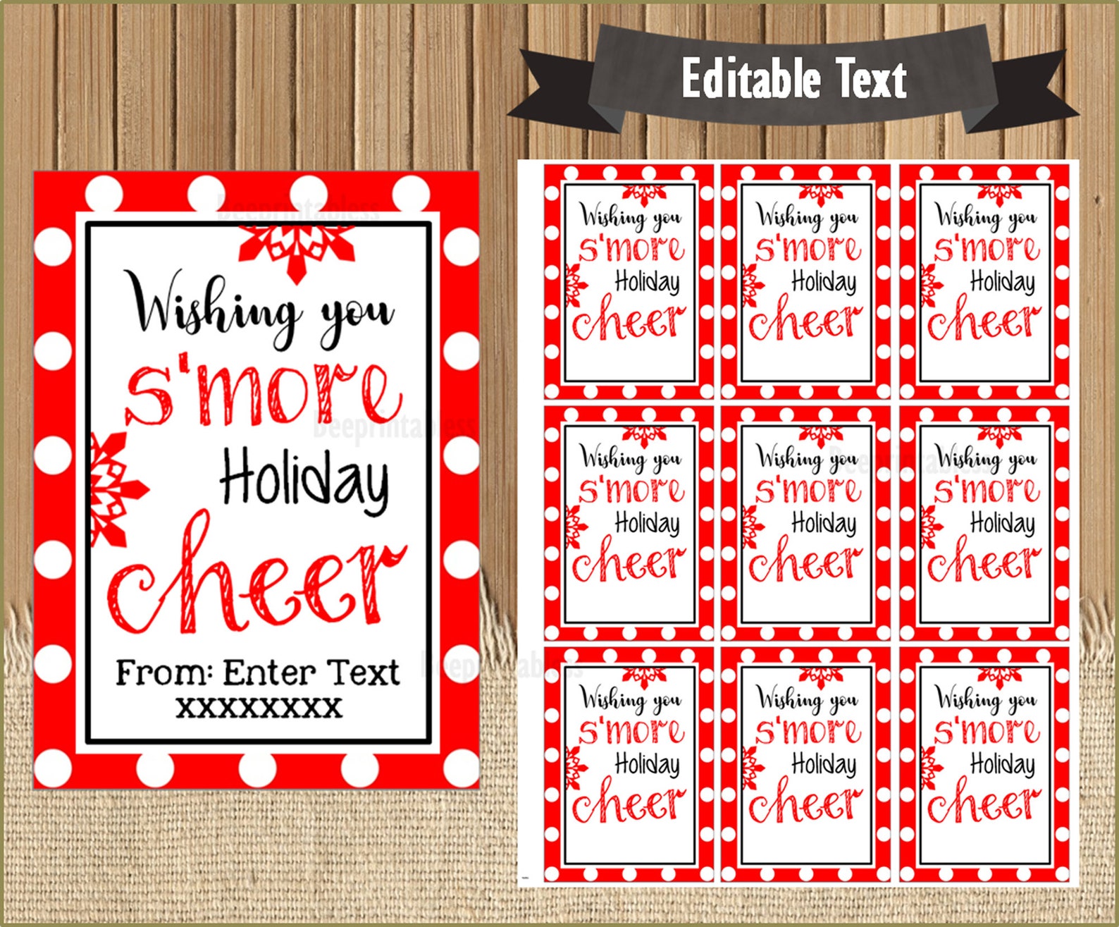 S'MORES Kit Tag, Smores Kit Labels, Holiday Favors, Christmas Party ...