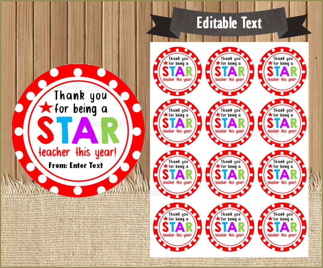 Teacher Appreciation "thank You for Being a Star Teacher" Printable DIY ...
