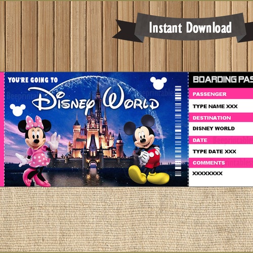 Surprise Trip Ticket to Disneyworld Boarding Pass Ticket - Etsy