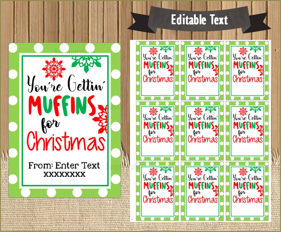 Christmas MUFFIN Gift Tag Printable Holiday Teacher - Etsy