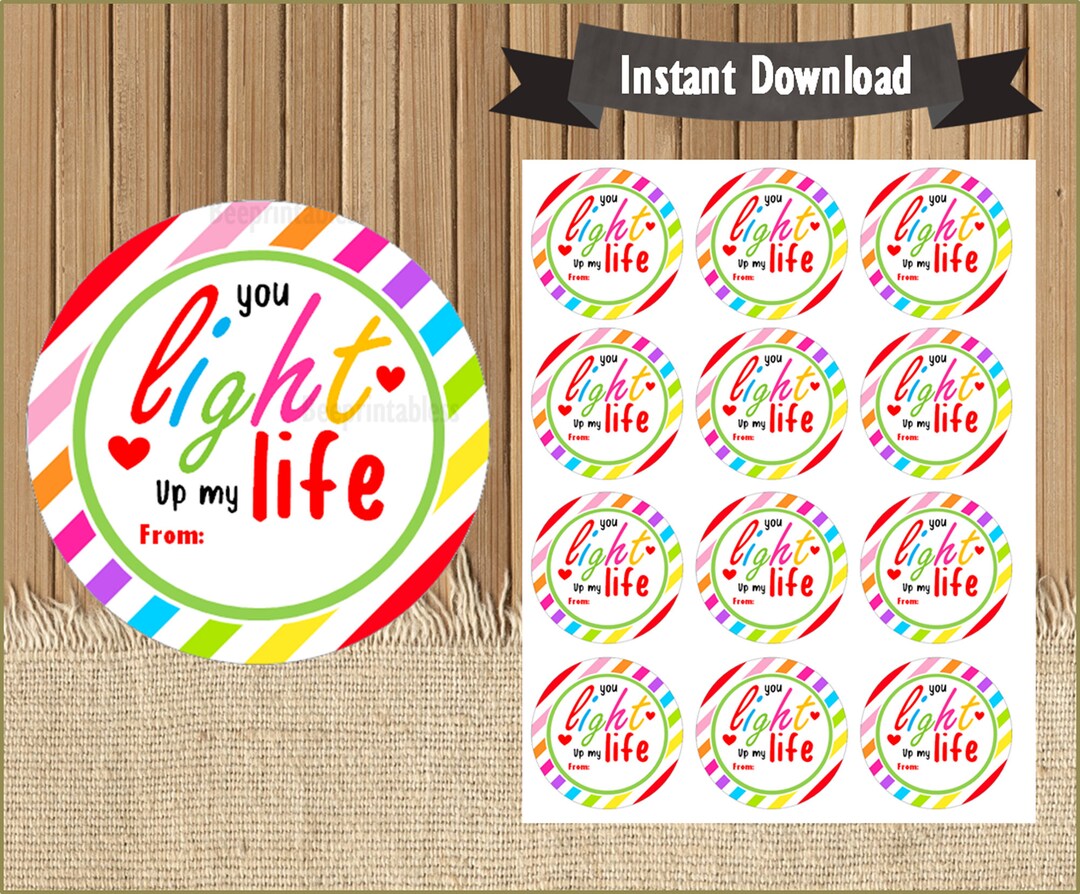 You Light up My Life Valentine Printable, School Valentines, Classroom ...