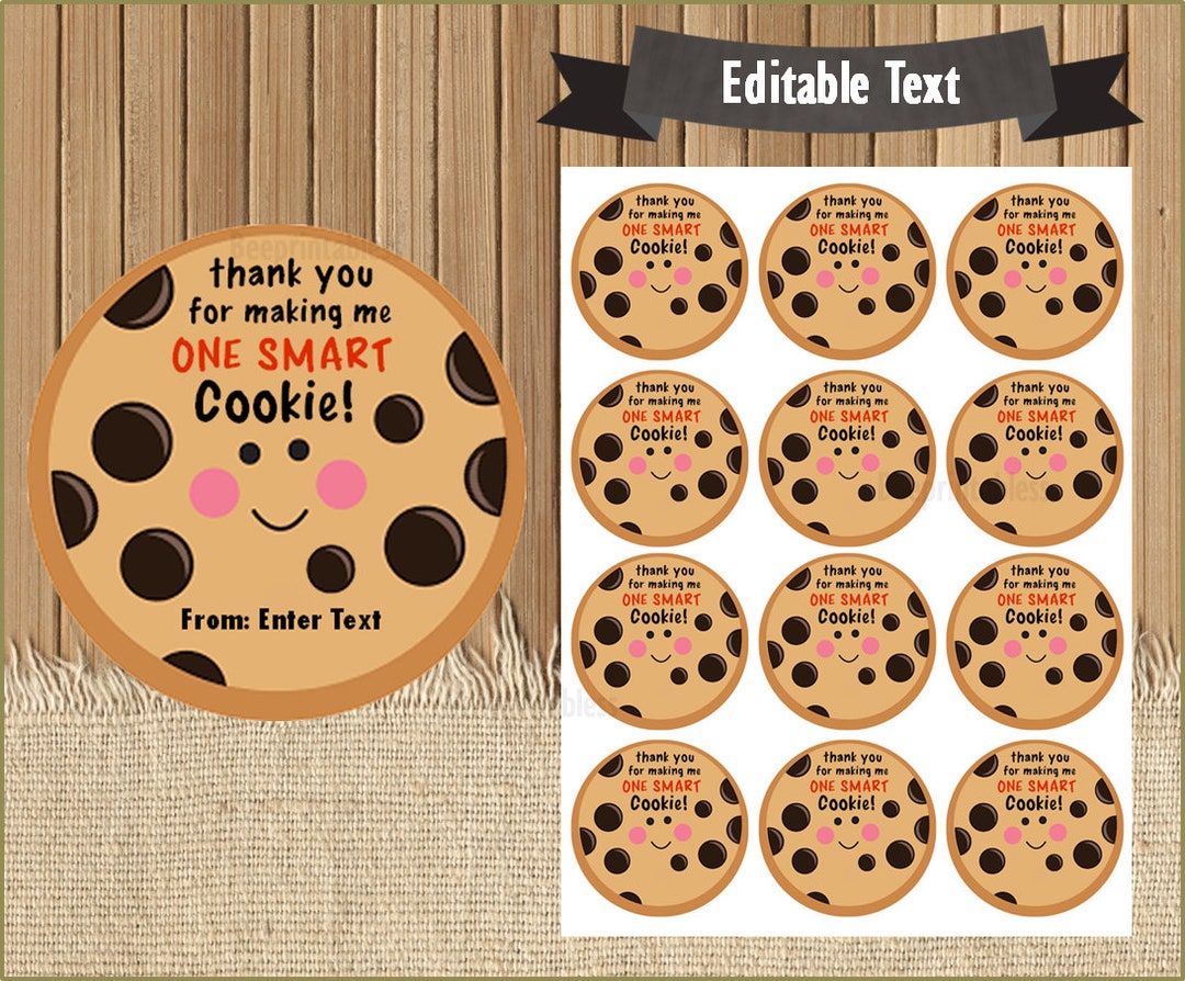 Printable One Smart Cookie Tags, Printable Thank You Tags, Printable ...