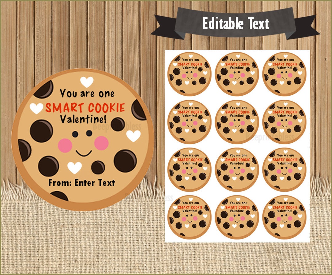 One Smart Cookie Valentine Cards, Printable Cookie Valentine, School ...