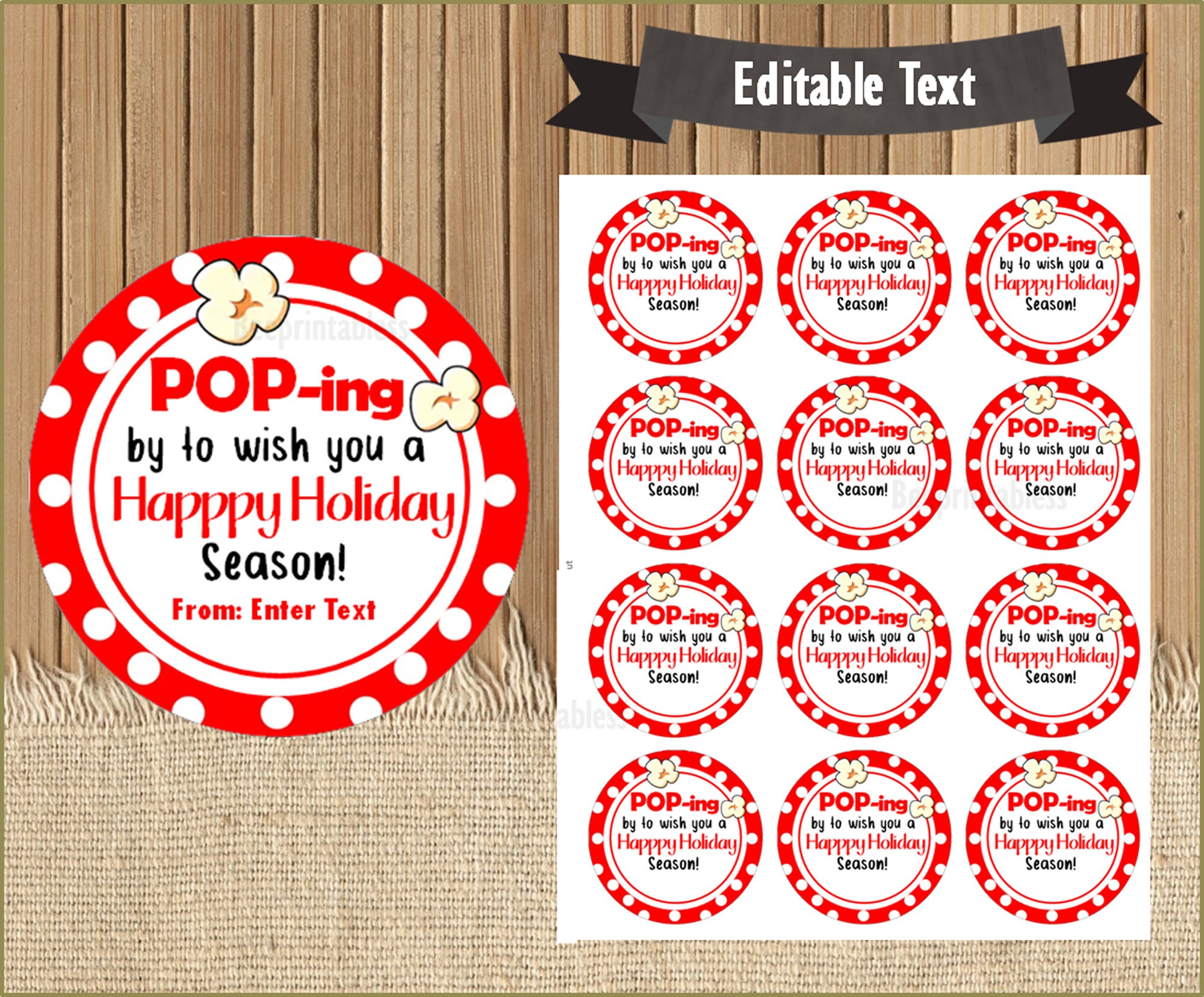 Christmas Neighbor Gifts Popcorn TAGS Friends Holiday | Etsy