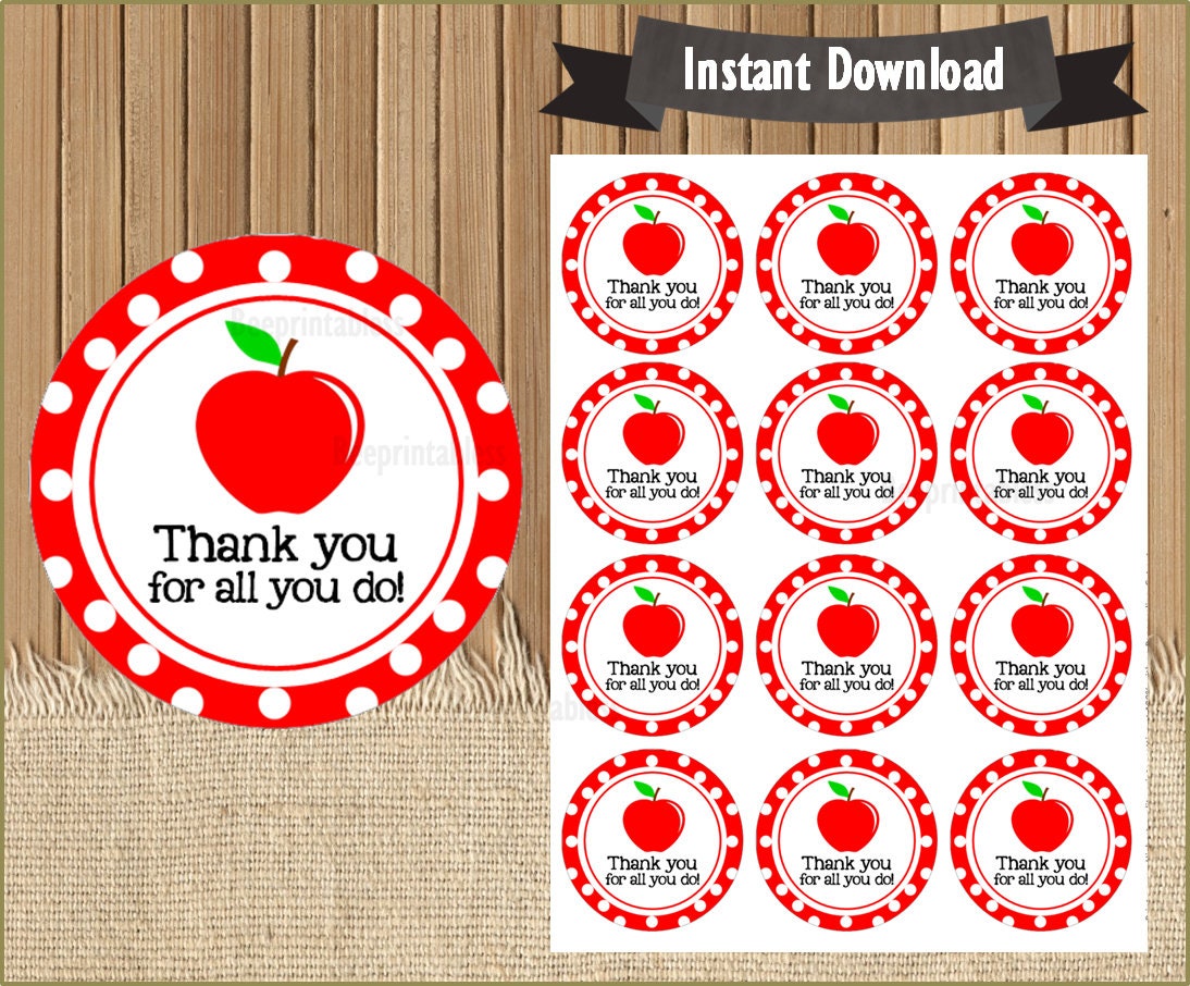 Apple Gift Tag, Teacher, Gift, Teacher Gift, Printable, Teacher ...