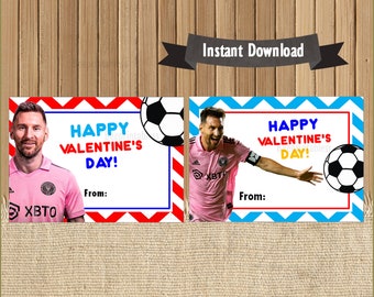 Soccer Valentine's Day Printable Valentine Exchange Card Kids Soccer ...