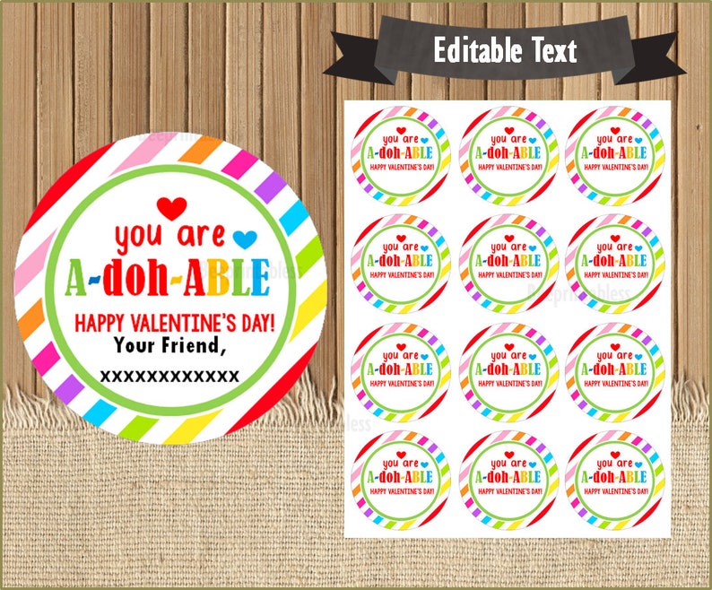 Play Doh valentine Cards Printable You are a-doh-able | Etsy