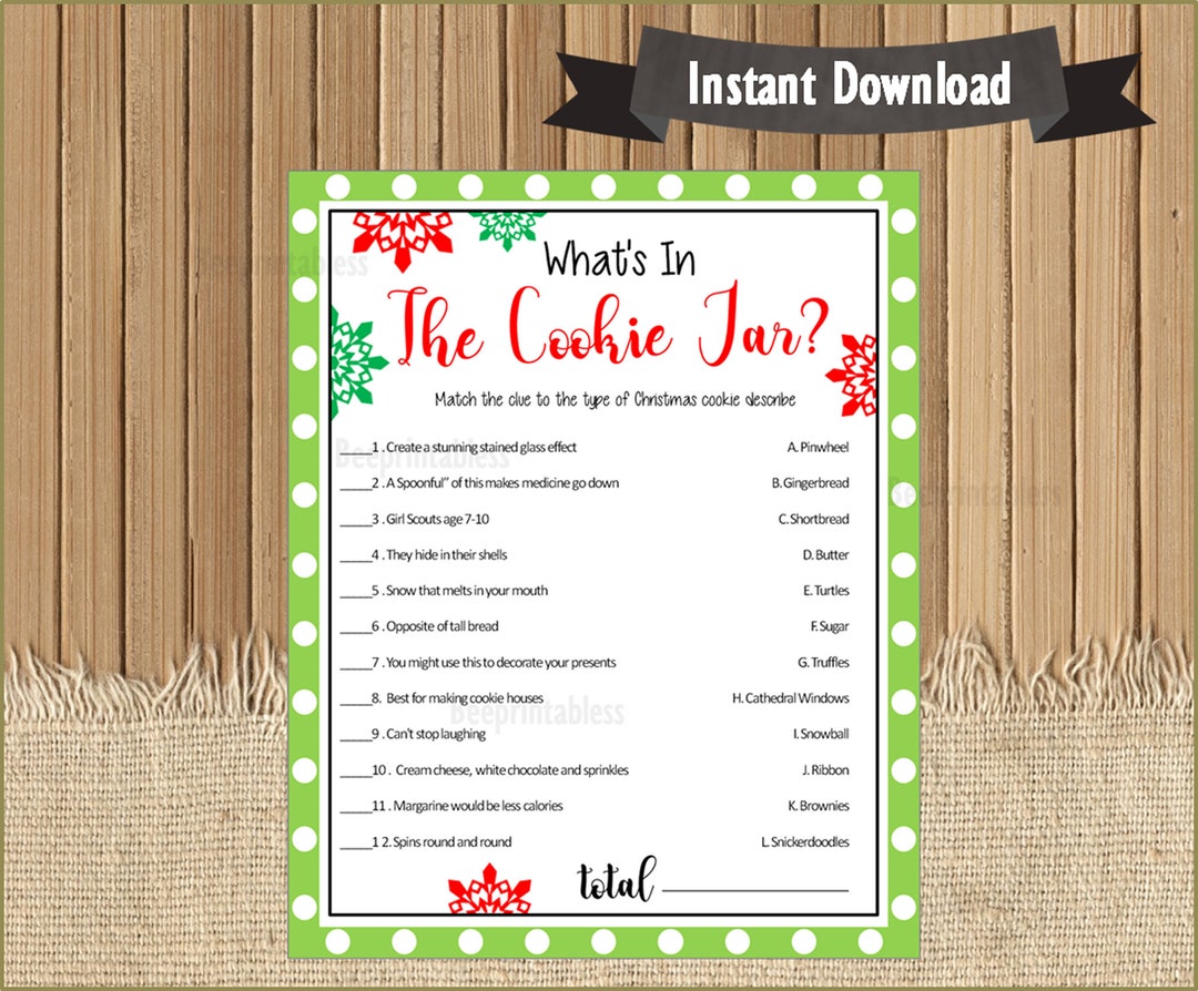 Christmasgame, Cookie Jar Game,christmasparty Game, Holiday Party Game ...