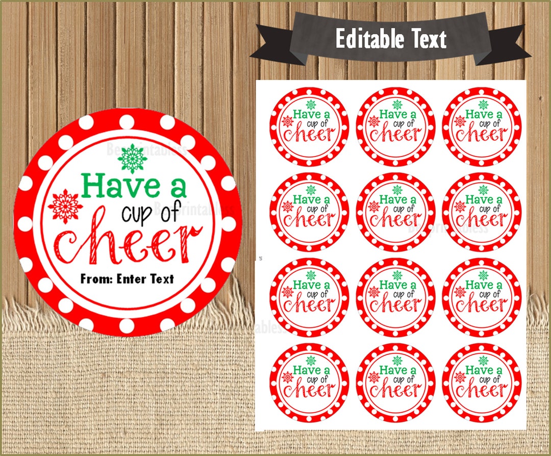 Have a Cup of Cheer Christmas Gift Tags, polka Dots, Pair With Cocoa ...