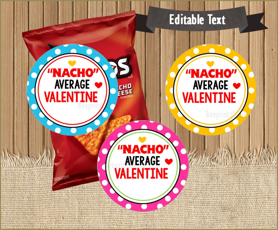 Nacho Valentine Cards, Printable for Chips Bag Valentine, School ...