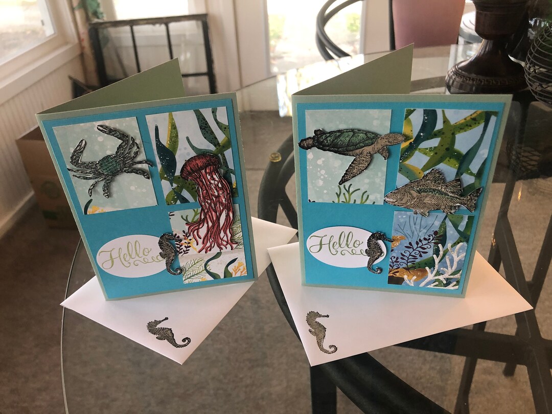 Beutiful 'hello' Cards, Two Varieties One With a Crab, Octopus and ...