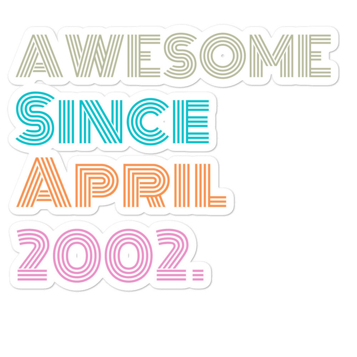 Awesome Since Personalised Month Year Sticker, Laptop Sticker Vinyl ...