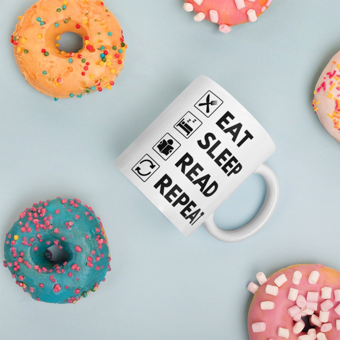 Eat Sleep Read Repeat Mug, Book Lover Mug, Bookish Gifts, Book Related ...