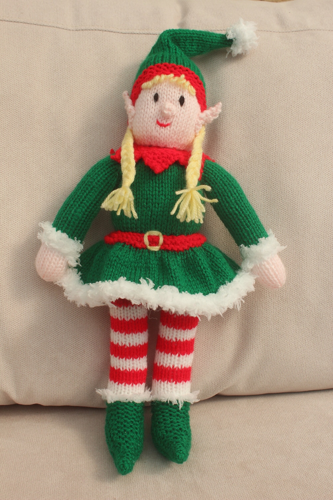 Christmas Elf Female Elf Girl Elf Handmade With Acrylic Yarn - Etsy