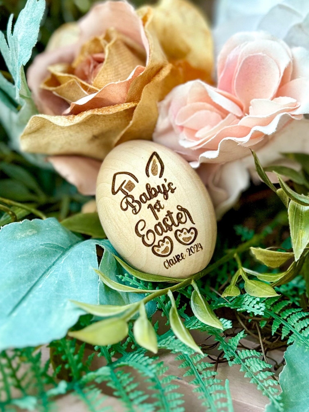 Custom Baby’s First Easter Wooden Egg Rattle, Easter Basket Gift ...
