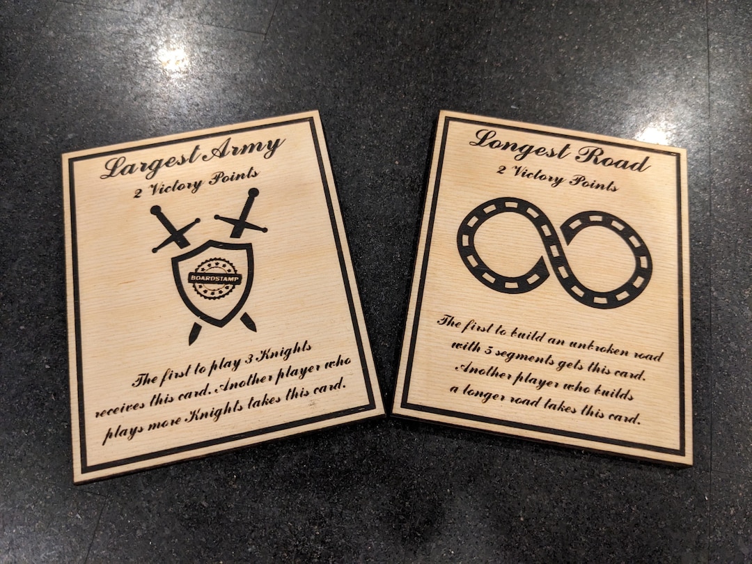 Catan Victory Card Set Longest Road & Largest Army IMPERFECT PROTOTYPES ...