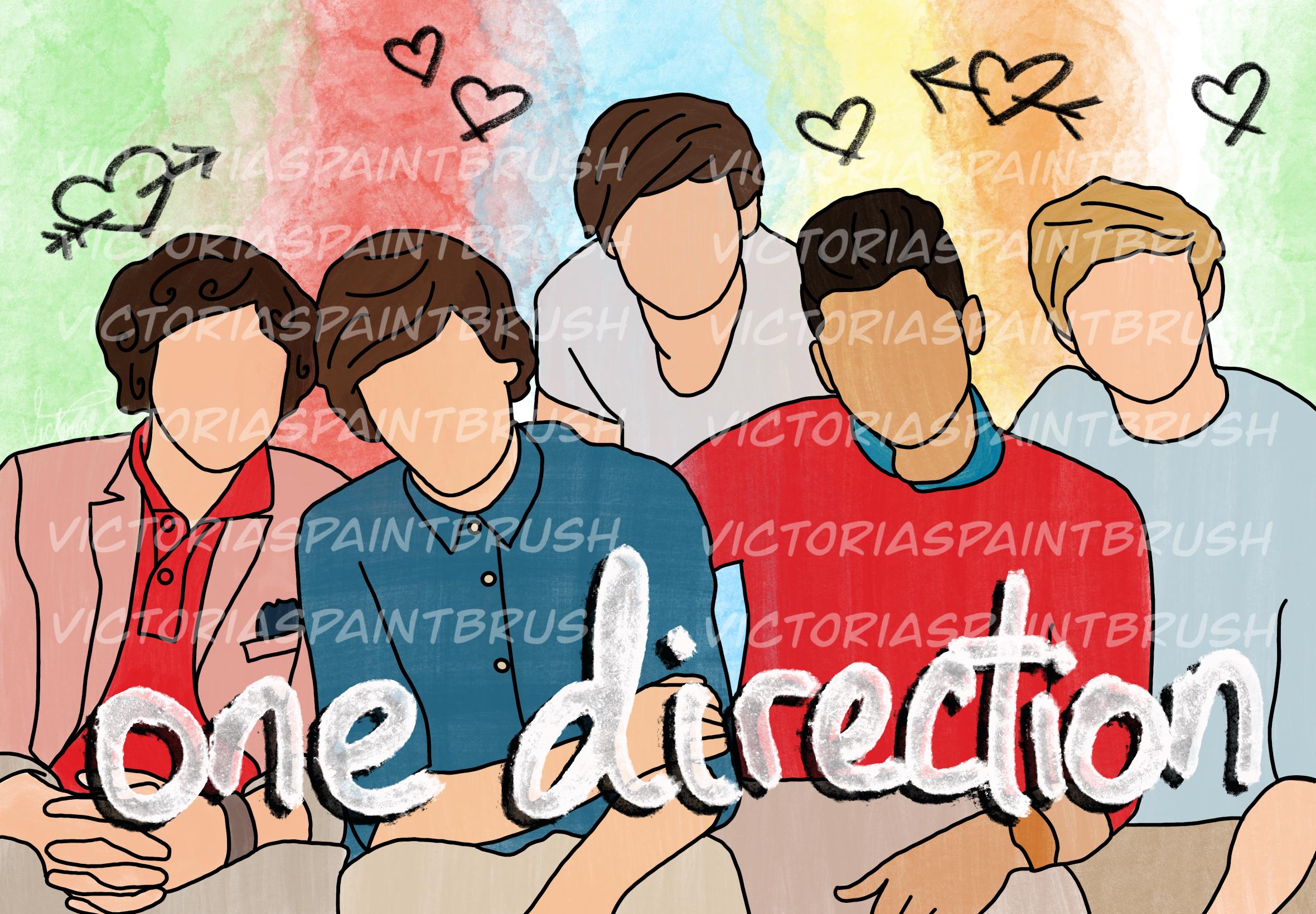 One Direction up All Night Era Poster Drawing, Harry Styles, Liam Payne, Louis Tomlinson, Zayn ...