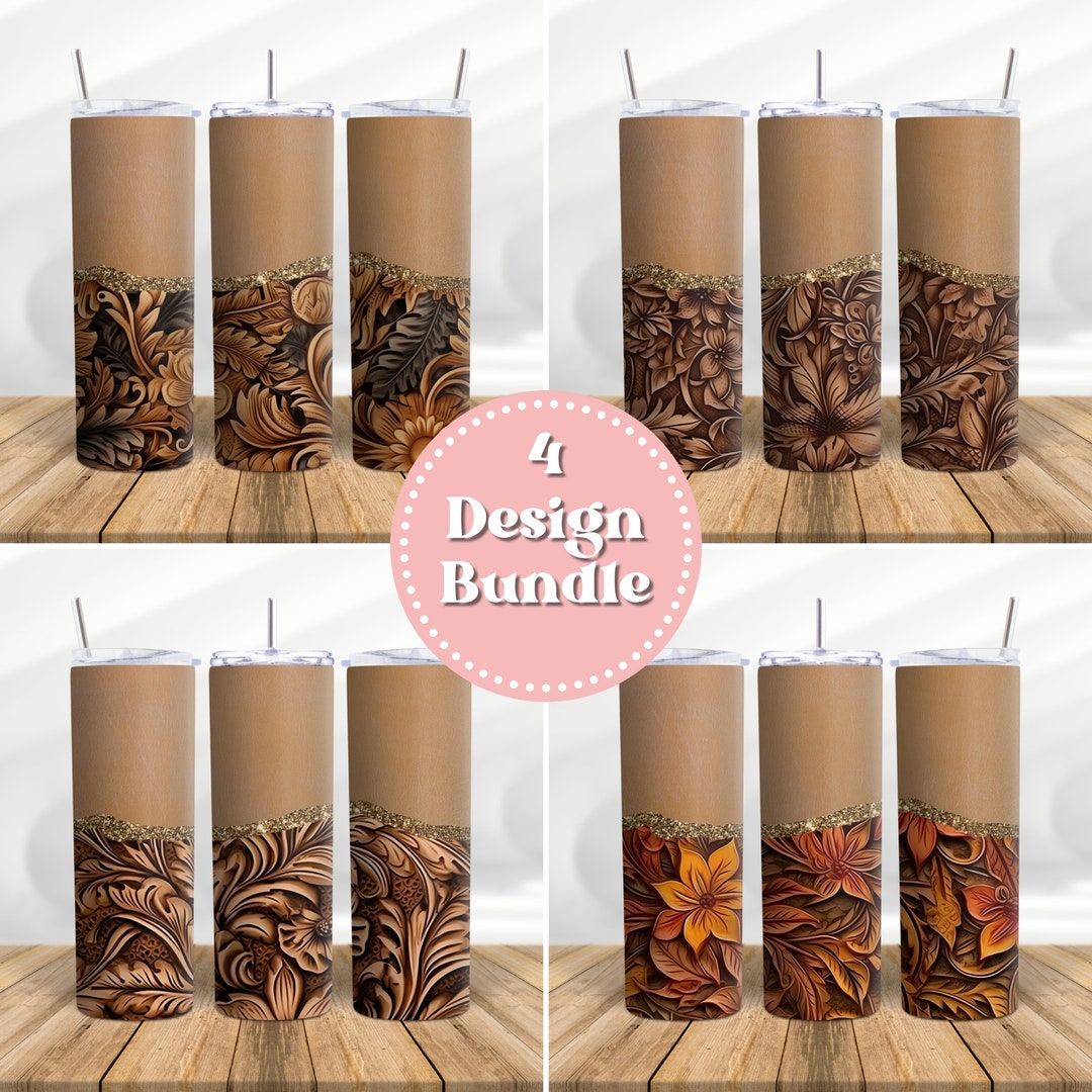 Tooled Leather Bundle Western Design Tumbler Wrap Digital Download 20oz ...