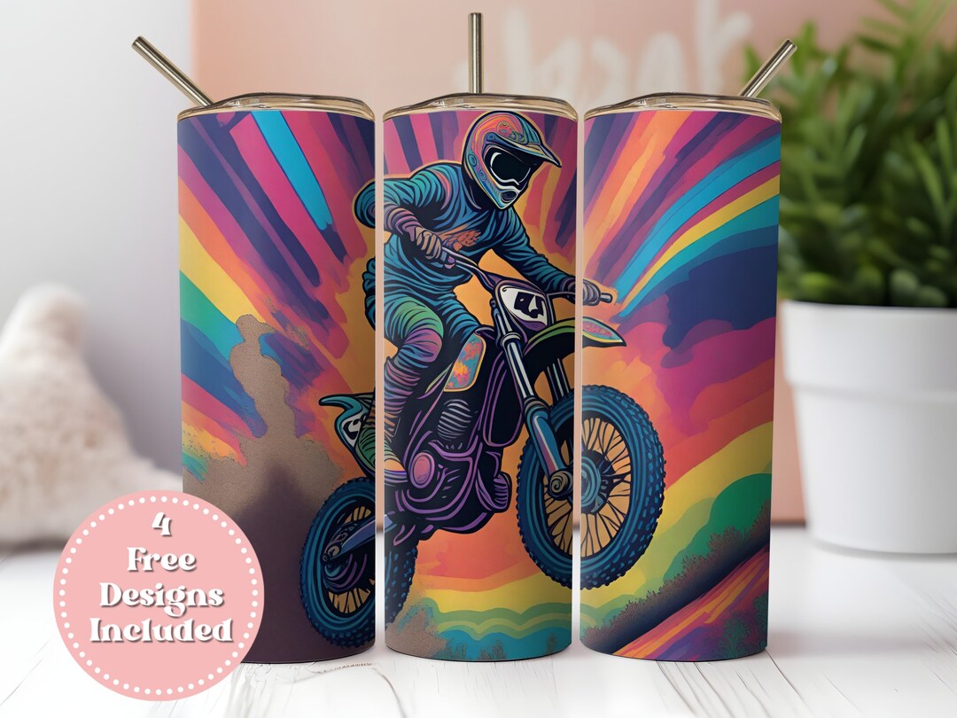 Motocross Rider 20oz Sublimation Tumbler Design, Dirt Bike Print ...